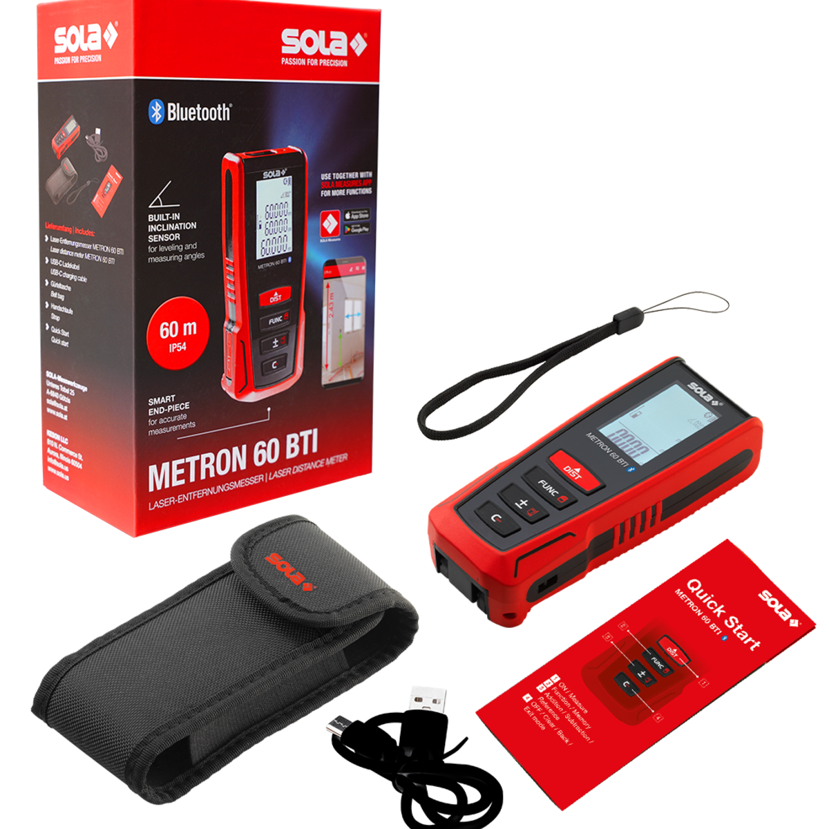 SOLA Laser Entfernungsmessgerät METRON 60 BTI - bis 60 Meter mit Maler ...